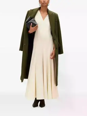 Another Tomorrow Double-face Wool V-neck Sleeveless Cutout Dress