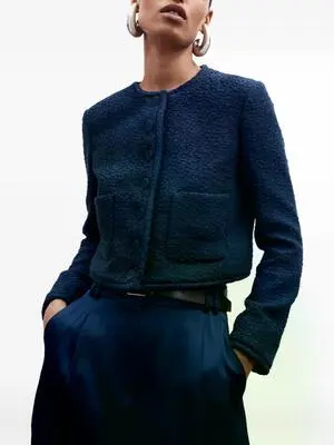 Another Tomorrow Cropped Tweed Jacket