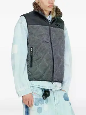 DIESEL® J-alvar Quilted Vest With Faux Fur Trim