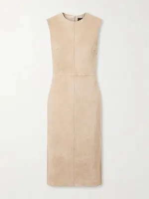 Stouls Eva Paneled Suede Midi Dress - Neutrals