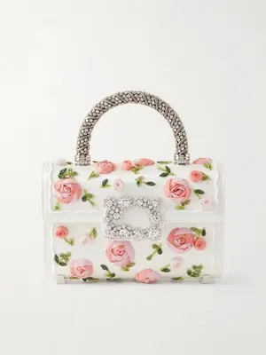 ROGER VIVIER Embellished Floral Satin Clutch