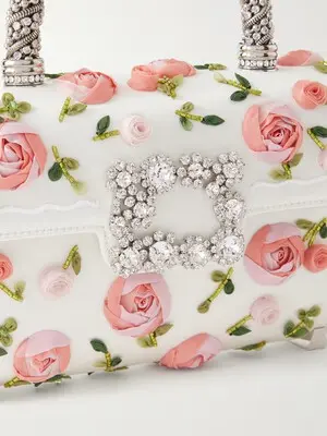 ROGER VIVIER Embellished Floral Satin Clutch