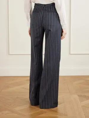 NILI LOTAN Rivers Pinstriped Wool Wide-leg Trousers