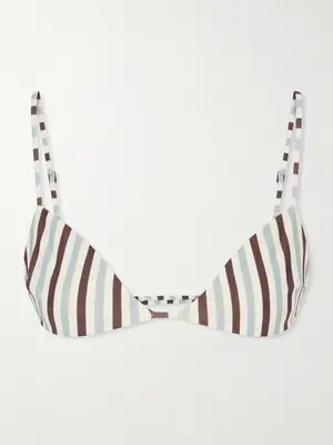 HAIGHT. Vitoria Striped Triangle Bikini Top - Brown