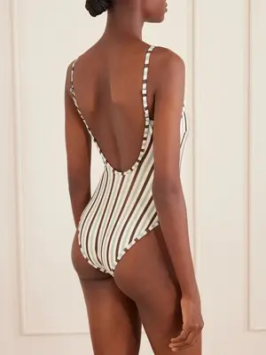 HAIGHT. Pipping Thidu Striped Swimsuit - Brown