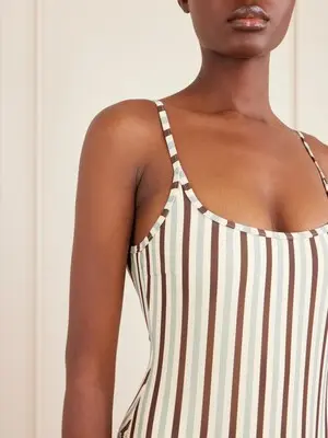 HAIGHT. Pipping Thidu Striped Swimsuit - Brown
