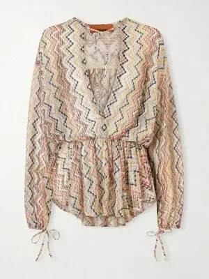 Missoni Mare Gathered Striped Crochet-knit Coverup - Multi