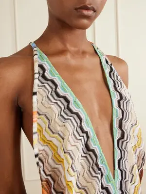 Missoni Striped Crochet-knit Plunge Playsuit