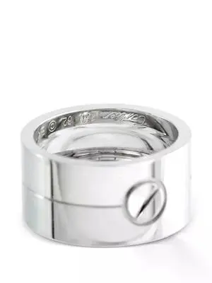 Cartier 18k White Gold Love Screw Motif Wide Band Ring