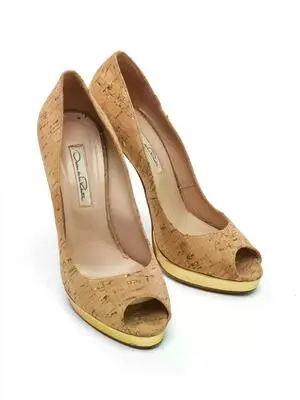 JIMMY CHOO Cork Peep-toe Stiletto Pumps