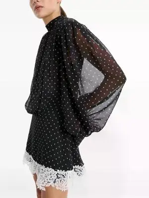 ROTATE BY BIRGER CHRISTENSEN Polka-dot Mini Dress With Lace Trim