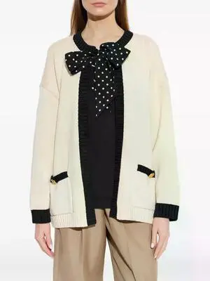 Valentino Garavani Contrast Trim Bow Detail Cardigan - Neutrals