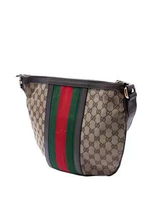Gucci Gg Canvas Web Half Moon Crossbody Bag
