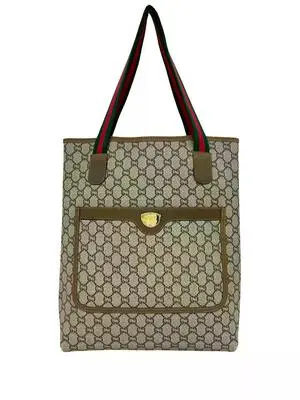 Gucci Gg Supreme Web Tote Bag - Brown