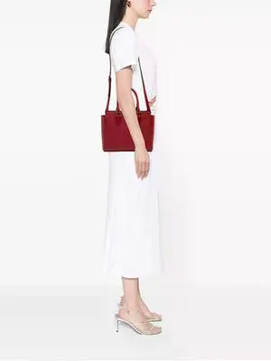 Prada Soft Calf Trimmed Saffiano Lux Zip Convertible Tote Satchel