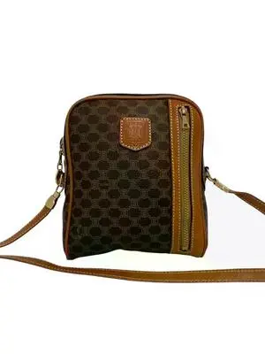 Celine Macadam Coated Canvas Crossbody Bag - Brown