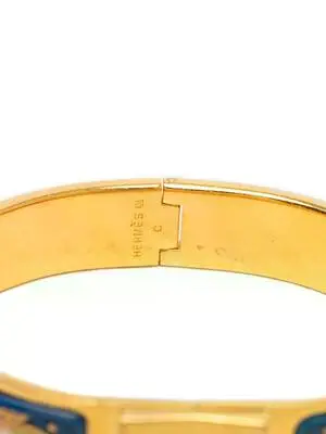 Hermès 20th Century Narrow Printed Enamel Hinged Bracelet