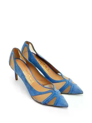 FERRAGAMO Suede And Mesh Panelled Pumps
