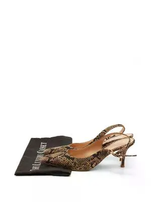 GIANVITO ROSSI Python Print Pointed Toe Slingback Pumps