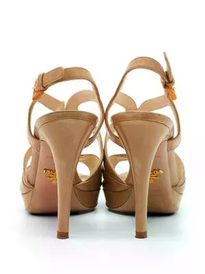 Prada Tan Leather Platform Ankle-strap Sandals