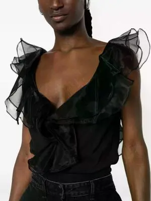 TWINSET Ruffle-trimmed V-neck Sleeveless Top