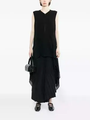 Yohji Yamamoto Sleeveless Ruffled Zip-up Top