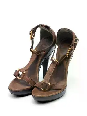 Burberry Leather T-bar Ankle Strap Platform Sandals