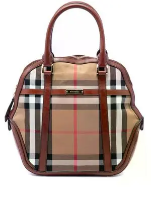 Burberry Orchard Handbag In House Check Canvas - Brown
