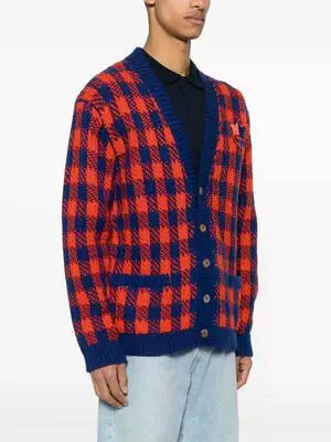 Gucci Interlocking Gg Gingham Wool Cardigan