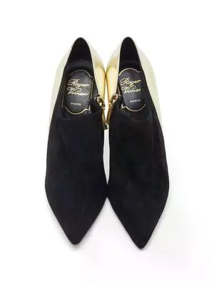 ROGER VIVIER Leather And Suede Pointed Pumps With Side Zip