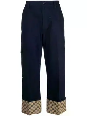 Gucci Gg Supreme Paneled Straight-leg Trousers - Blue