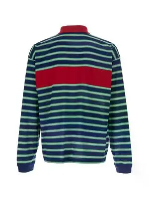 Versace Logo-detail Striped Long-sleeve Polo Shirt