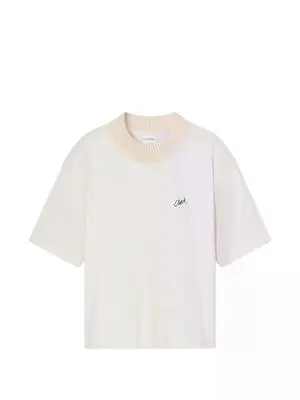 Closed Logo Embroidered High Neck T-shirt - Neutrals