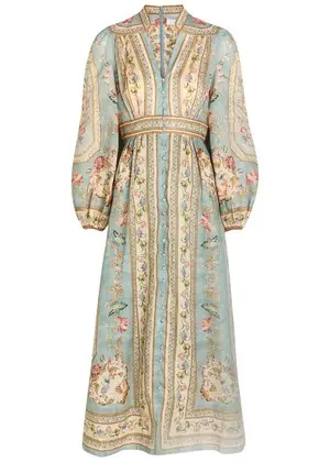 Zimmermann Roselight Plunge Midi Dress - Blue