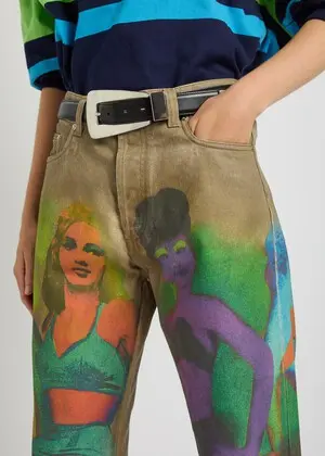 Versace The Femmes Printed Straight-leg Jeans - Multicoloured
