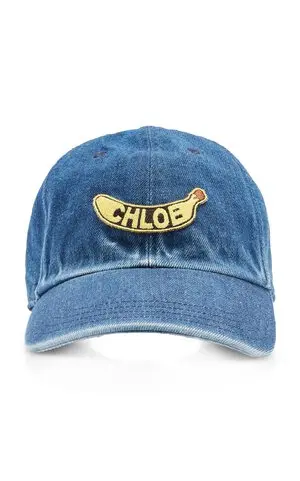 Chloé Smile Denim Baseball Cap - Blue