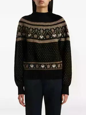 Khaite Fair Isle Knit Sweater - Black