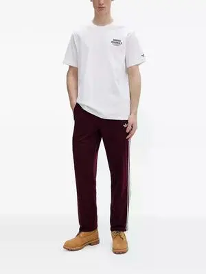 Adidas Firebird Logo-embroidered Side-stripe Track Pants - Red