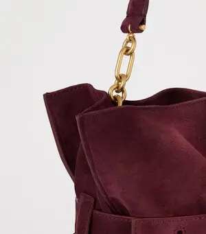Balmain Medium Suede Anthem Shoulder Bag - Red