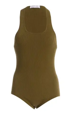 MICHAEL KORS Michael Kors Collection Ribbed Scoop Neck Bodysuit