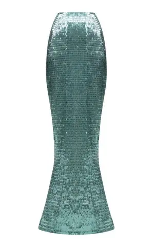 BALYKINA Sequined Maxi Skirt - Turquoise