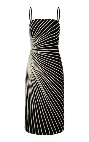 ANDRES OTALORA Imani De Amor Embroidered Linen Midi Dress - Black