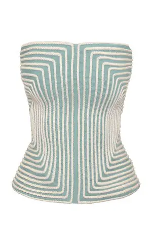 ANDRES OTALORA Nyota Alma Embroidered Linen Top - Light Blue