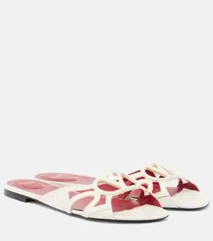 Valentino Garavani Valentino Garavani Wonderweb Vlogo Leather Slides White