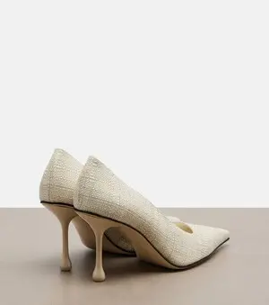 JIMMY CHOO Ixia Woven Pointed Toe High Heel Pumps