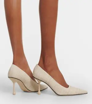 JIMMY CHOO Ixia Woven Pointed Toe High Heel Pumps