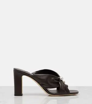 JIMMY CHOO Rafi Embellished Leather Mules