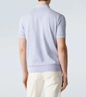 Brioni Cotton Pique Polo Shirt - Blue