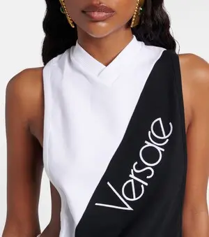 Versace Logo Embroidered Cotton-blend Tank Top