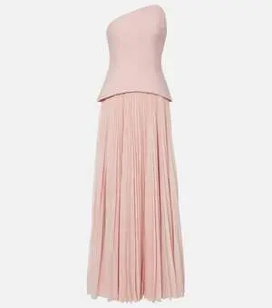 Solace London Britt Pleated Strapless Gown - Pink